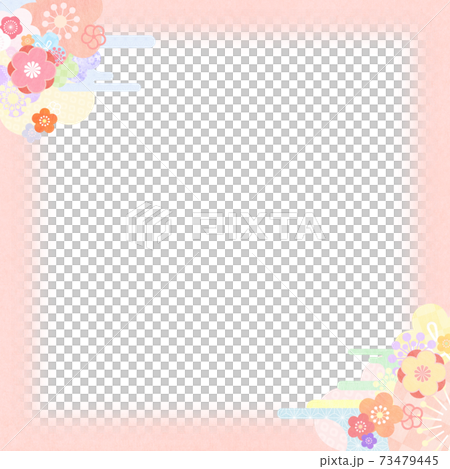 Japanese style frame with cute floral... - Stock Illustration [73479445 ...