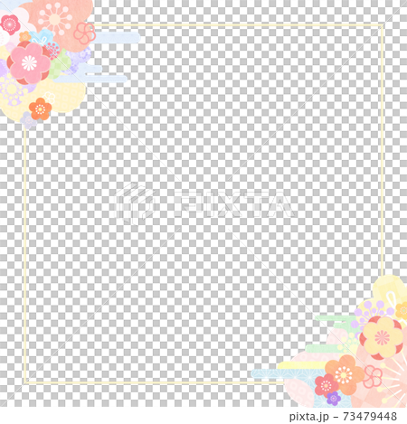 Japanese style frame with cute floral... - Stock Illustration [73479448 ...