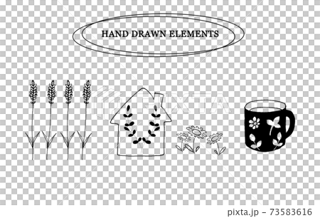 Natural hand drawn line art illustration - Stock Illustration [73583616 ...