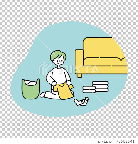 Men who fold laundry - Stock Illustration [73592541] - PIXTA