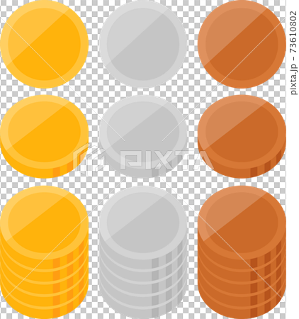 Illustration set of simple gold coins, silver... - Stock Illustration ...