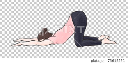 Woman doing yoga (cat stretching pose) - Stock Illustration [73612251 ...