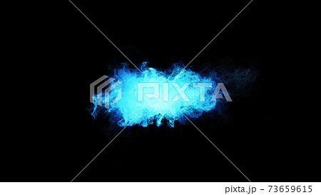 Magic blue fire isolate on dark. 3d rendering.のイラスト素材 [73659615] - PIXTA