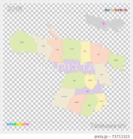 Tachikawa City, Tatekawa-shi, color coding (Tokyo) - Stock Illustration ...