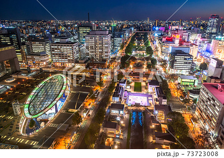 《愛知県》名古屋都市夜景・栄の街並みの写真素材 [73723008] - PIXTA