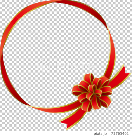 Gorgeous ribbon frame circle (red / gold edge) - Stock Illustration ...