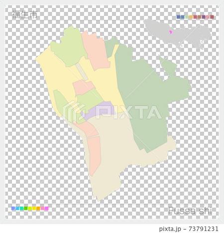 Fussa City, Fussa shi, color coding, no town... - Stock Illustration ...