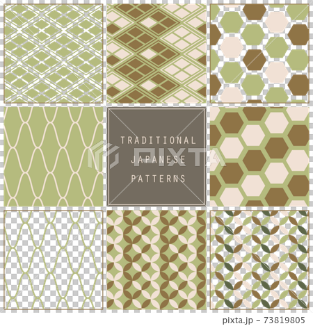 Japanese pattern pattern set ─ turtle shell,... - Stock Illustration ...
