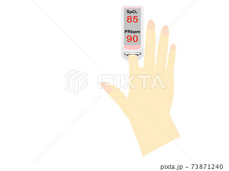 パルスオキシメーターでSpO2を測定している手、値が低いのイラスト素材 [73871240] - PIXTA