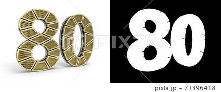 Number eighty (number 80) with perforated gold...のイラスト素材 [73896418] - PIXTA