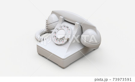 Old white dial telephone on a white background....のイラスト素材 [73973591 ...