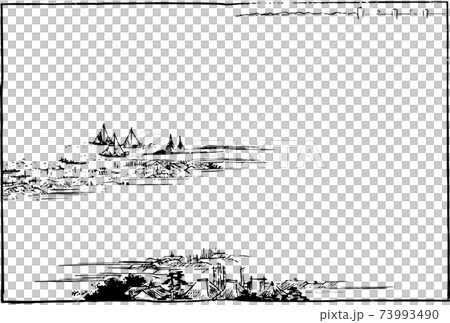 Landscape paintings of Edo: distant sailing... - Stock Illustration ...