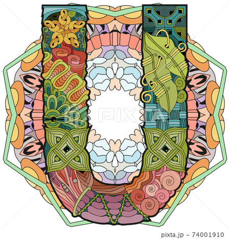 Mandala with letter U. Vector decorative...のイラスト素材 [74001910] - PIXTA