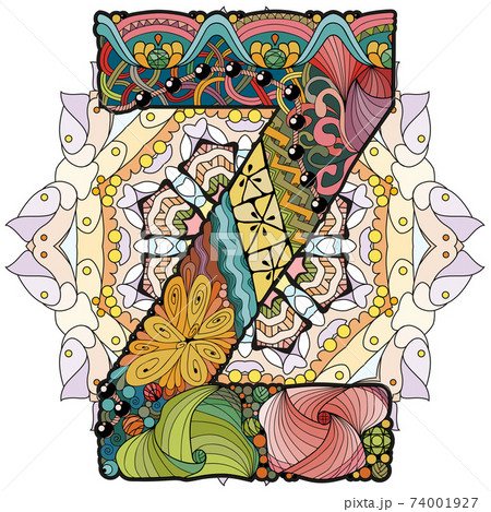 Mandala with letter Z. Vector decorative...のイラスト素材 [74001927] - PIXTA
