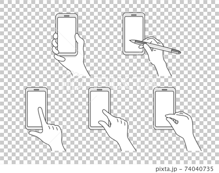 Illustration set of fingers operating a smartphone - Stock Illustration ...