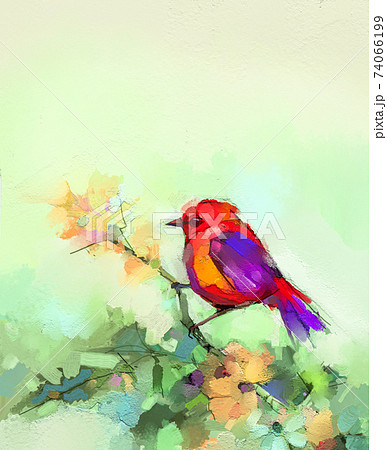 Abstract colorful oil acrylic painting of bird. Stock Illustration 74066199 PIXTA