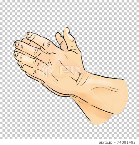 Senior Elderly Hands Nembutsu Gassho Buddhist... - Stock Illustration ...