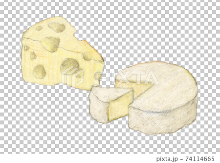Natural cheese hand-painted watercolor pencil... - Stock Illustration ...