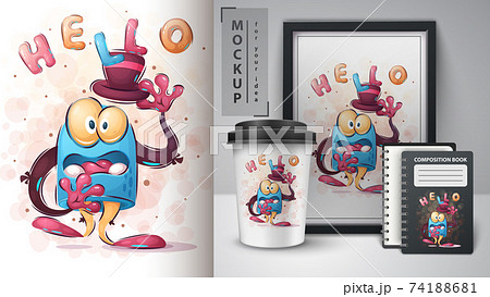 Hello monster - poster and merchandising.のイラスト素材 [74188681] - PIXTA