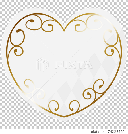 Heart-shaped arabesque frame white & gold... - Stock Illustration ...