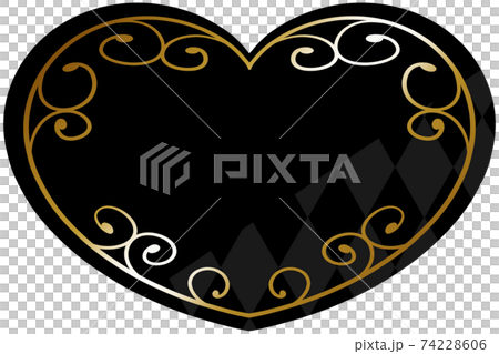 Heart-shaped arabesque frame black & gold... - Stock Illustration ...