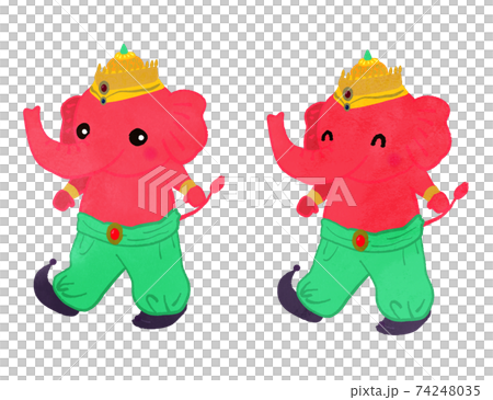 Happy pink elephant character in costume - Stock Illustration [74248035 ...