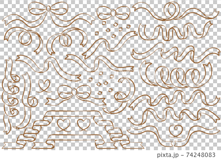 Ribbon line art illustration set - Stock Illustration [74248083] - PIXTA