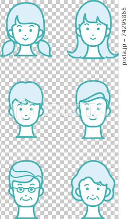 Family icon face person illustration set - Stock Illustration [74295868 ...
