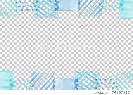 Cute blue square watercolor frame - Stock Illustration [74297117] - PIXTA
