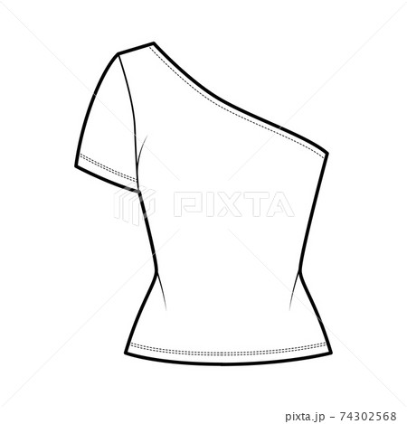One shoulder t-shirt technical fashion...のイラスト素材 [74302568] - PIXTA