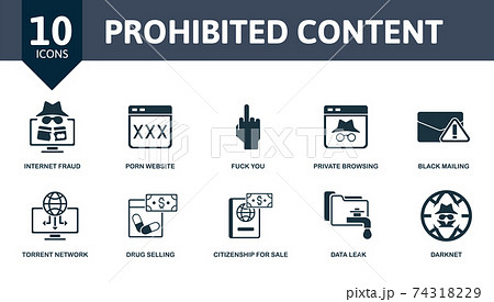 Prohibited Content icon set. Collection contain...のイラスト素材 [74318229 ...