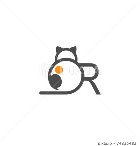 Cat icon logo with letter R template design vectorのイラスト素材 [74325482 ...
