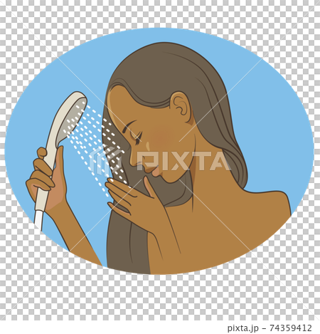Woman washing her hair in the shower - Stock Illustration [74359412 ...