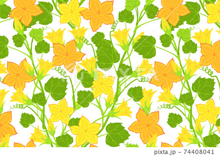 Bright yellow floral summer patternのイラスト素材 [74408041] - PIXTA
