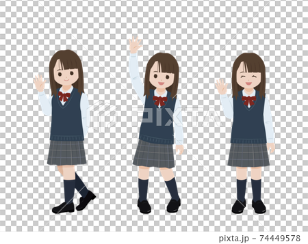 Student girl student beautiful girl waving bye... - Stock Illustration ...