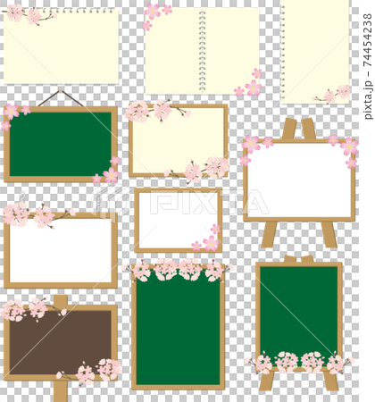 Cherry sign background frame material set - Stock Illustration ...