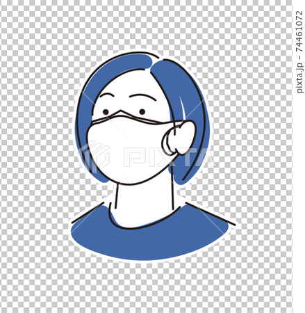 Woman wearing a double mask Simple illustration... - Stock Illustration ...
