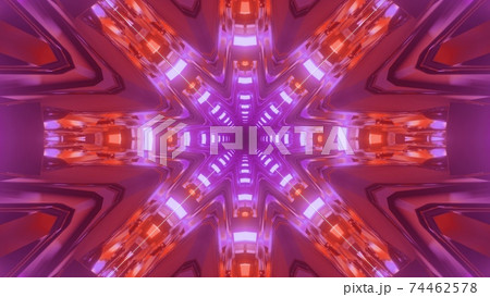 3d illustration of endless corridor with neon...のイラスト素材 [74462578] - PIXTA