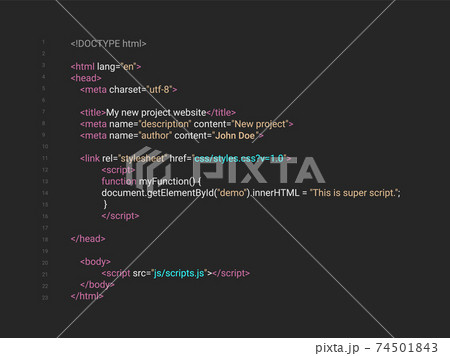 HTML screen code program developer background....のイラスト素材 [74501843] - PIXTA