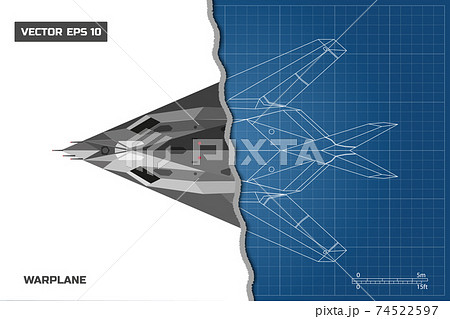 Outline drawing of plane on a blue background....のイラスト素材 [74522597] - PIXTA
