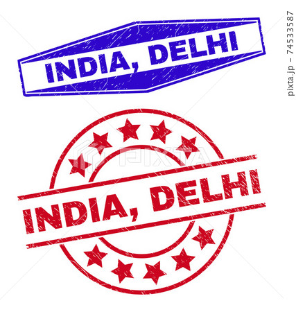 INDIA, DELHI Corroded Watermarks in Circle and...のイラスト素材 [74533587] - PIXTA