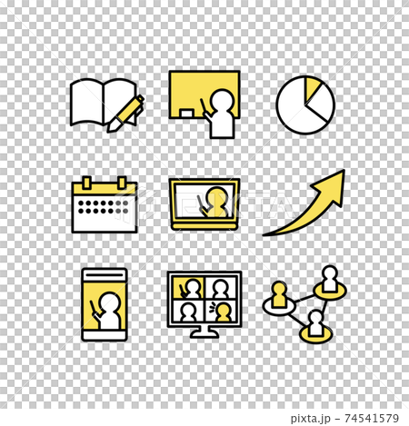 Telework and class icon material set - Stock Illustration [74541579 ...