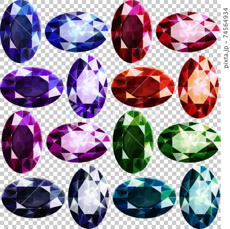 Set of 16 oval-cut gems Vector material - Stock Illustration [74564934 ...