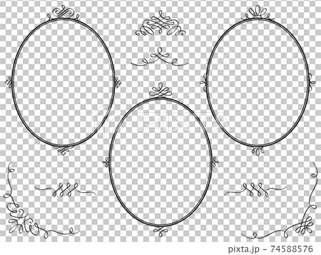 Calligraphy oval frameset - Stock Illustration [74588576] - PIXTA