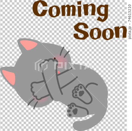 A cat that sleeps with the words "Coming soon"... - Stock Illustration ...