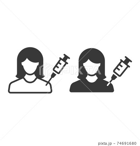Women vaccination icon on a white background....のイラスト素材 [74691680] - PIXTA
