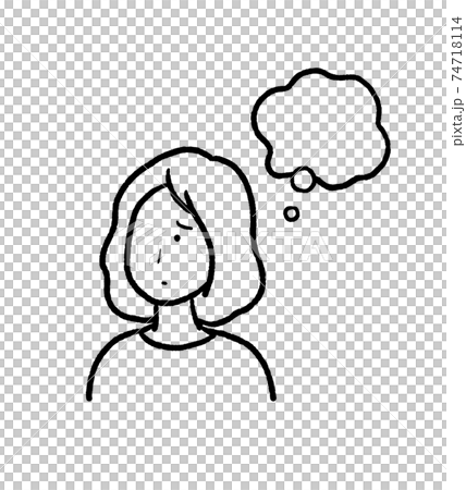 Illustration of a moody woman Line art monochrome - Stock Illustration ...