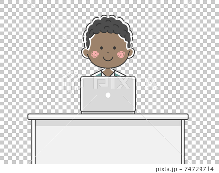 Illustration of a black businessman working on... - Stock Illustration ...