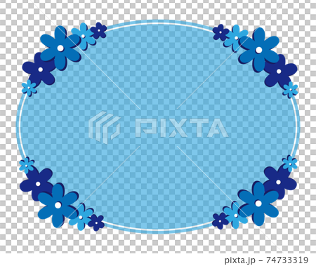 Blue flower frame (circle) - Stock Illustration [74733319] - PIXTA
