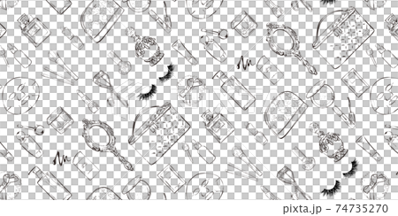 Handwritten line art of make-up items and... - Stock Illustration ...